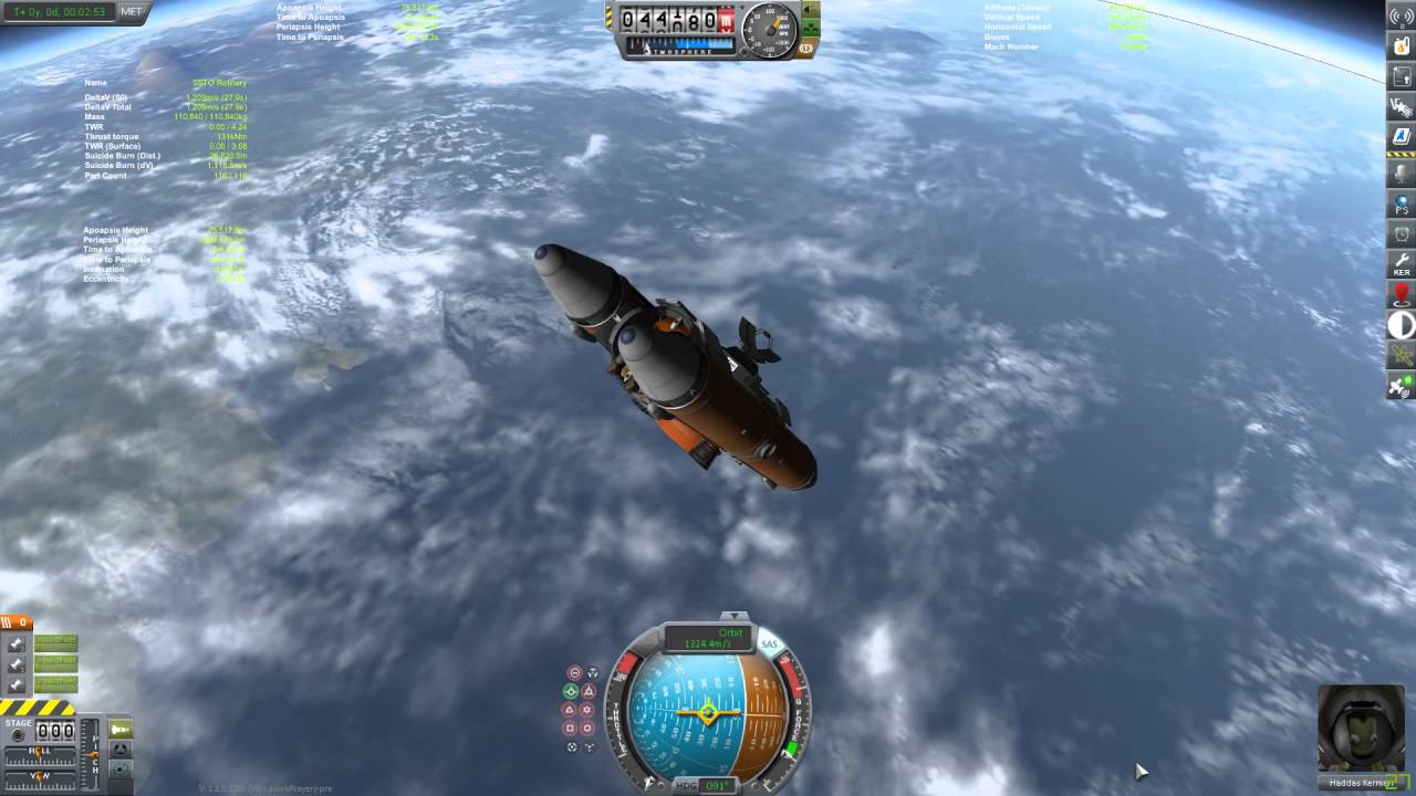 Kerbal Space Program 1.1 - Single Stage to Orbit 300 tons Fuel Refinery ...