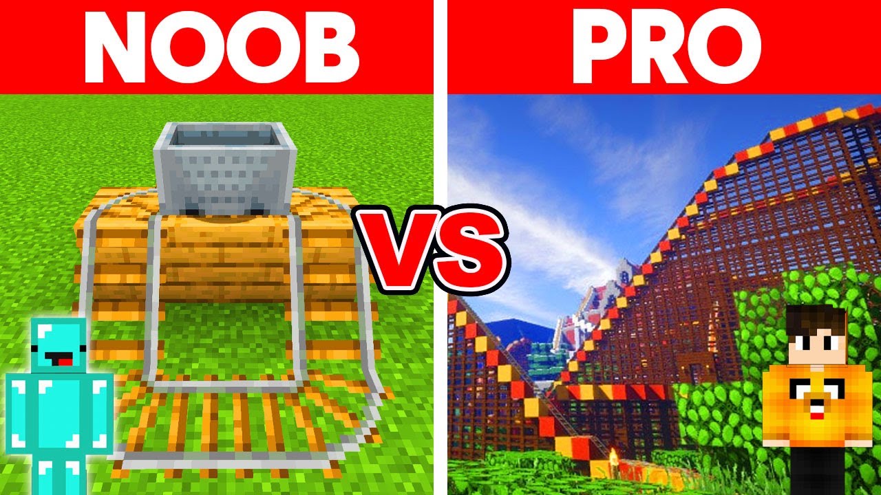 Minecraft : NOOB Vs PRO ROLLERCOASTER BUILD CHALLENGE - YouTube