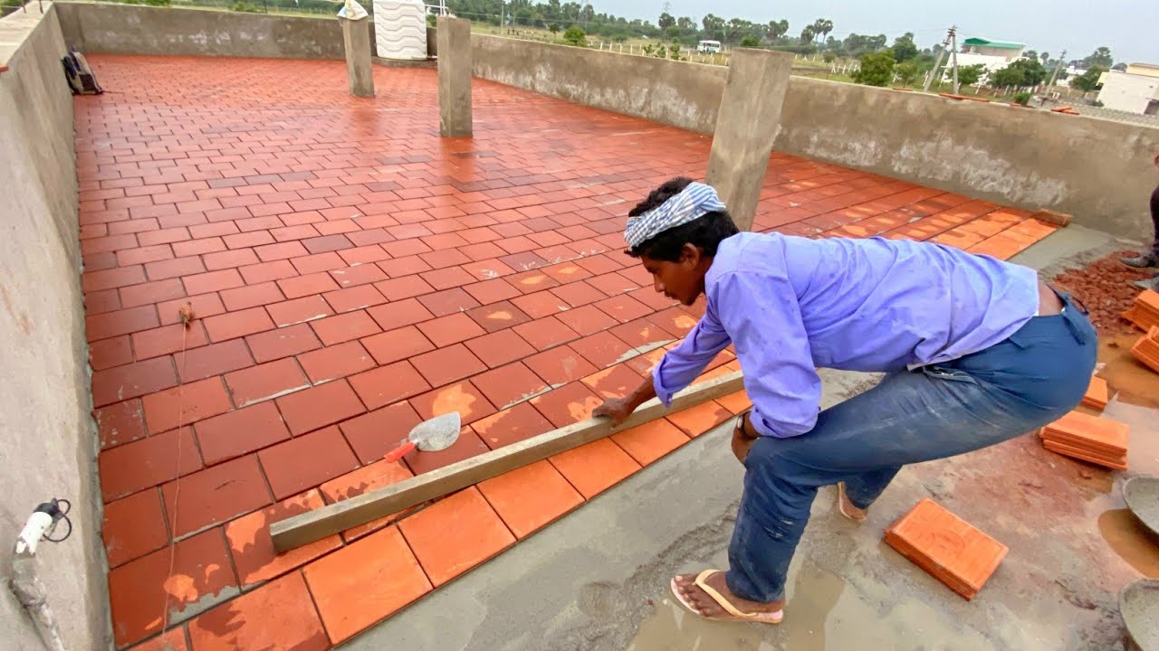 Construction Techniques of Roof Flooring Red Tile Accurately ...