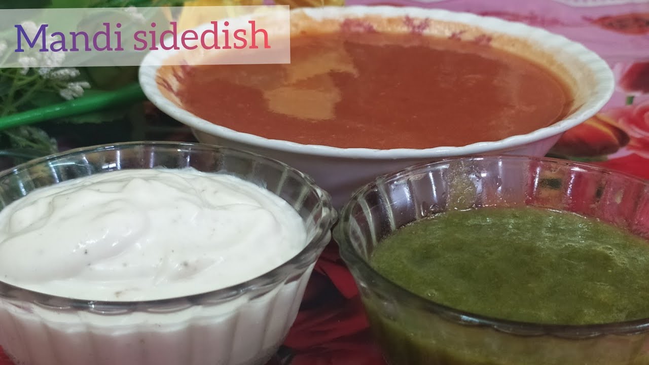 Mandi Side Dish/ Red ,Green , White Sauce with Salad / Tamil Recipes ...