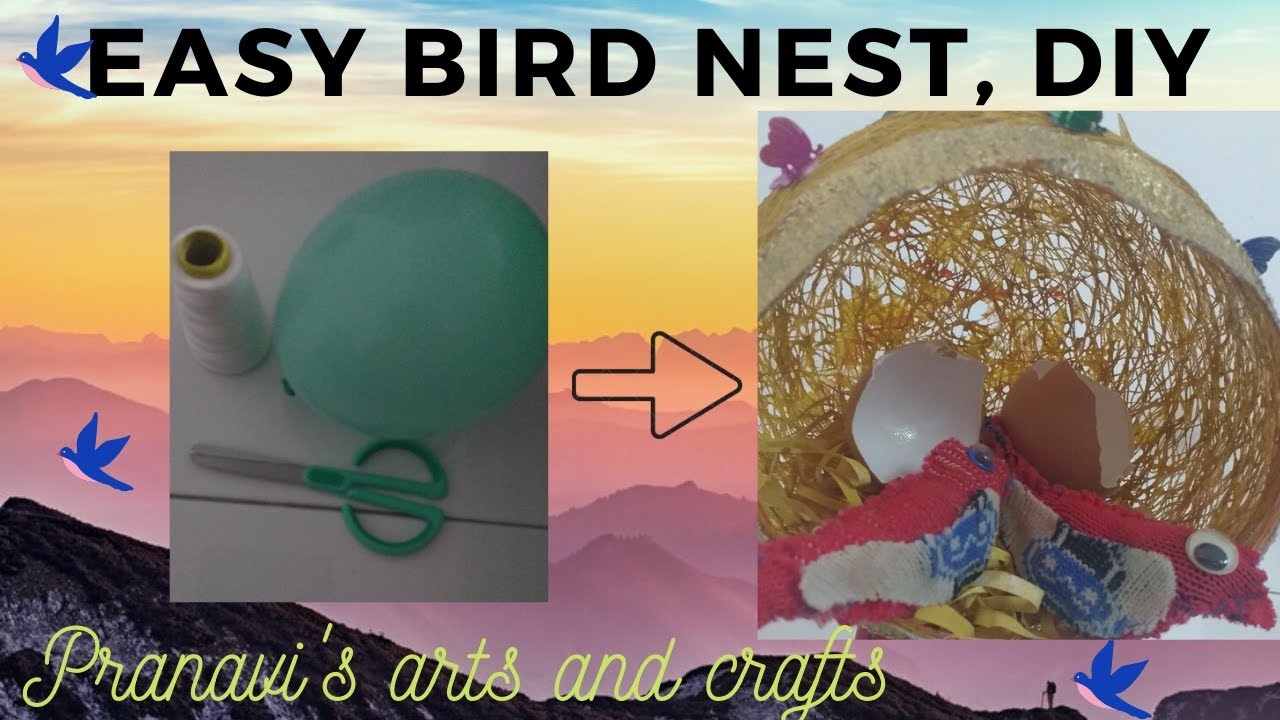 How to make thread bird nest,how to make nest easily/DIY room decor ...