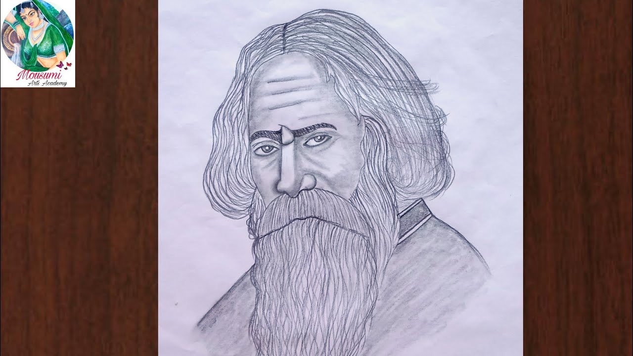 How to draw Rabindranath Tagore // easy | step by step @mousumi arts ...