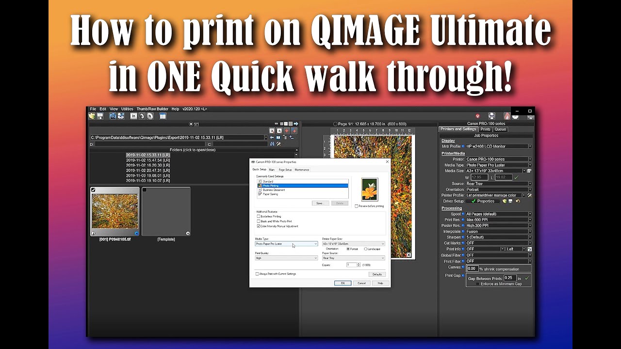 How to print on QIMAGE Ultimate in ONE Quick walk through! - YouTube