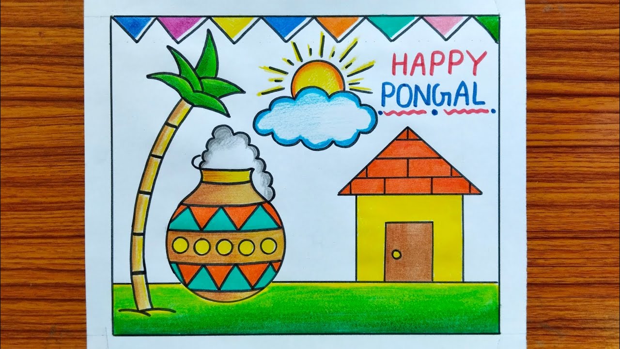 Pongal Drawing / Pongal Drawing Easy / How to Draw Pongal Easy Steps ...