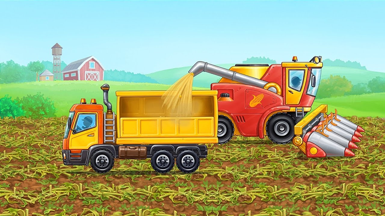 CORN HARVEST KIDS FARMING ANIMATION VIDEO || MAKING POPCORN KIDS ...