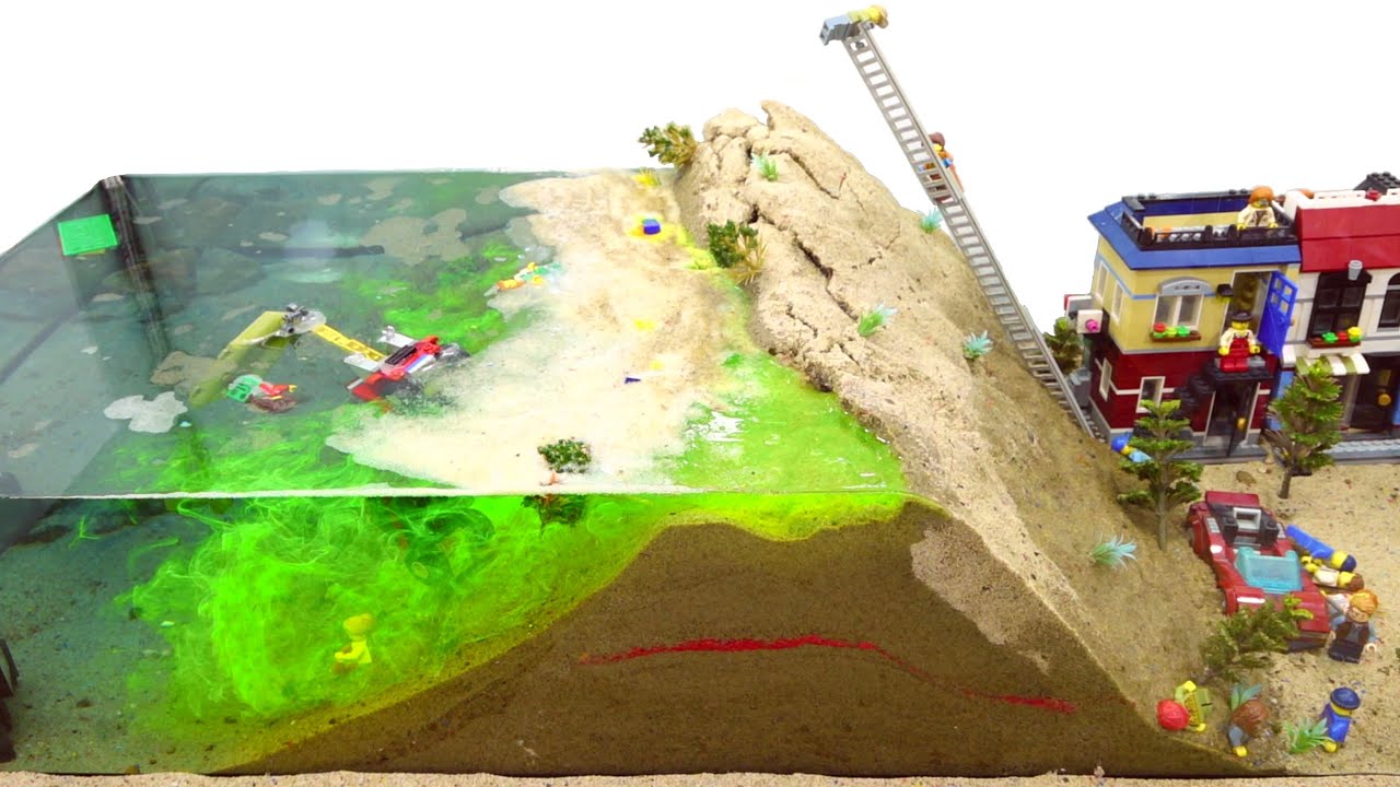 LEGO DAM BREACH EXPERIMENT - LEGO CITY TOXIC FLOOD DISASTER - YouTube
