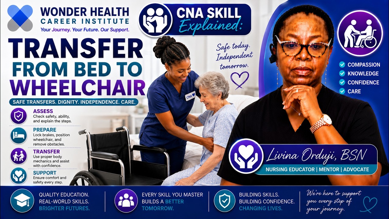 CNA Skill Explained: Transfer from bed to wheelchair - YouTube