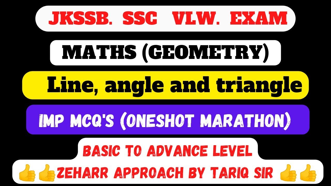 JKSSB SSC, Mathematics GEOMETRY, important MCQ part -01(line, angle and ...