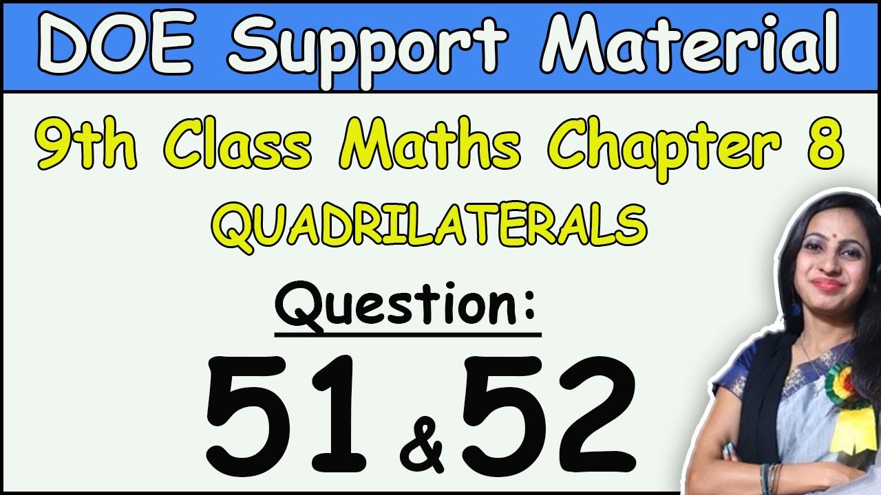 DOE Support Material Solution | Class 9 Maths Chapter 8 Quadrilateral ...