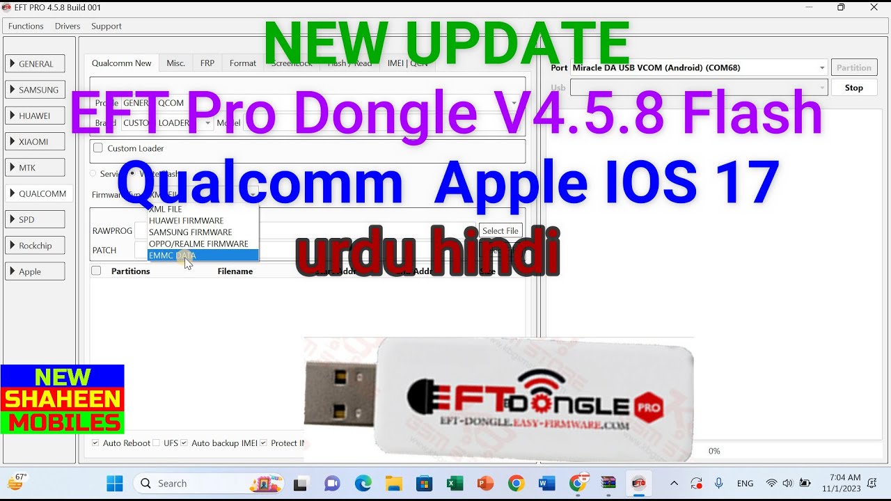 NEW UPDATE EFT Pro Dongle V4 .5 .8 Flash Qualcomm Apple IOS 17 BY NEW ...
