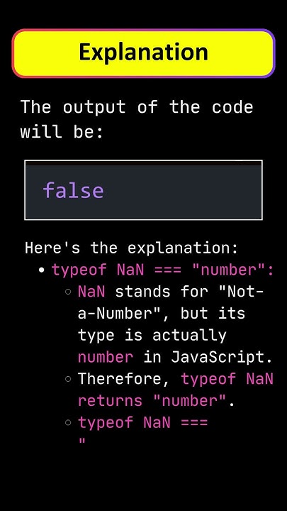 JS Challenge | Why NaN === NaN is False - YouTube