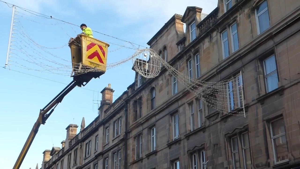 Putting Up Christmas Lights In City Centre Of Perth Perthshire Scotland ...