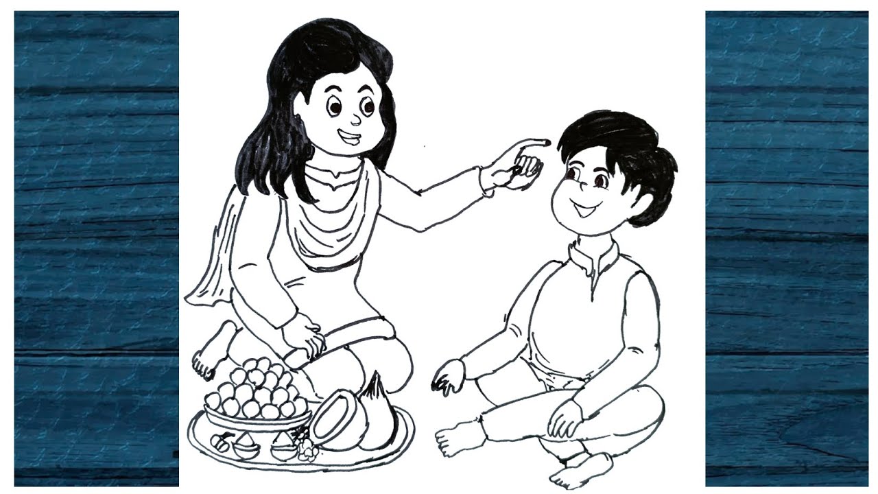 easy Bhai dooj drawing | Bhai dooj festival drawing | Bhai dooj drawing ...