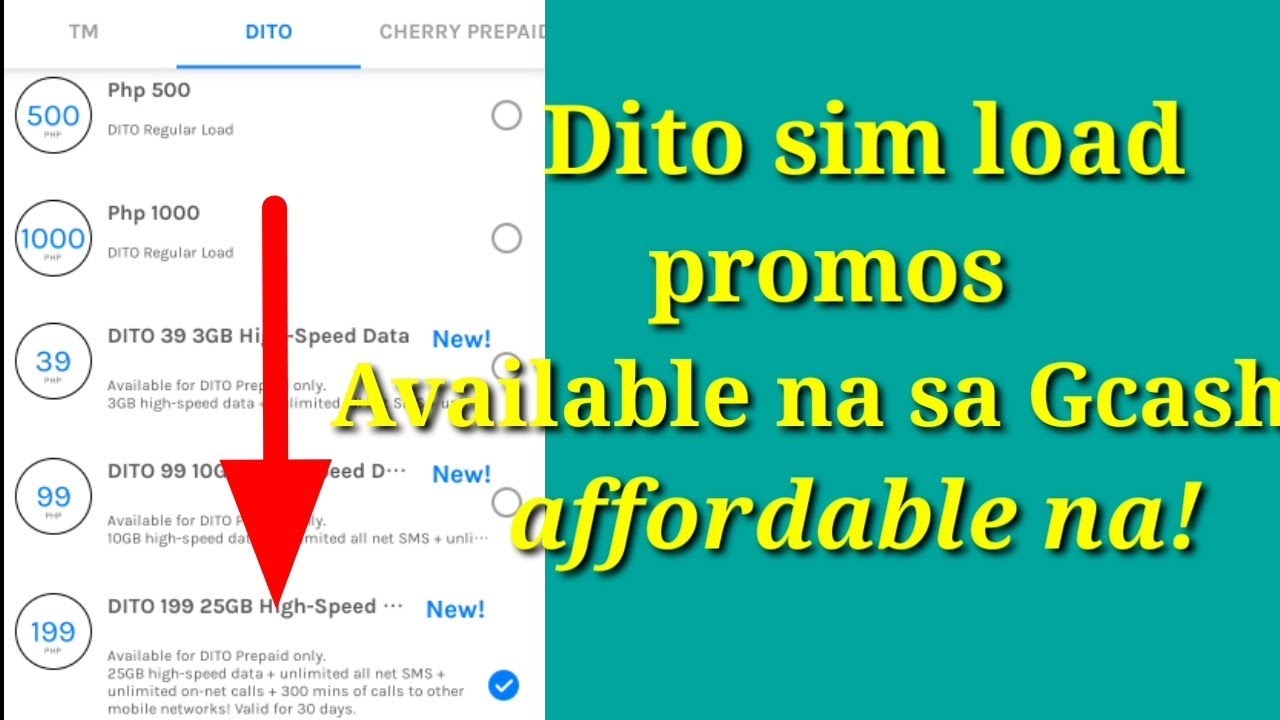 Dito sim load promos available na sa Gcash - YouTube