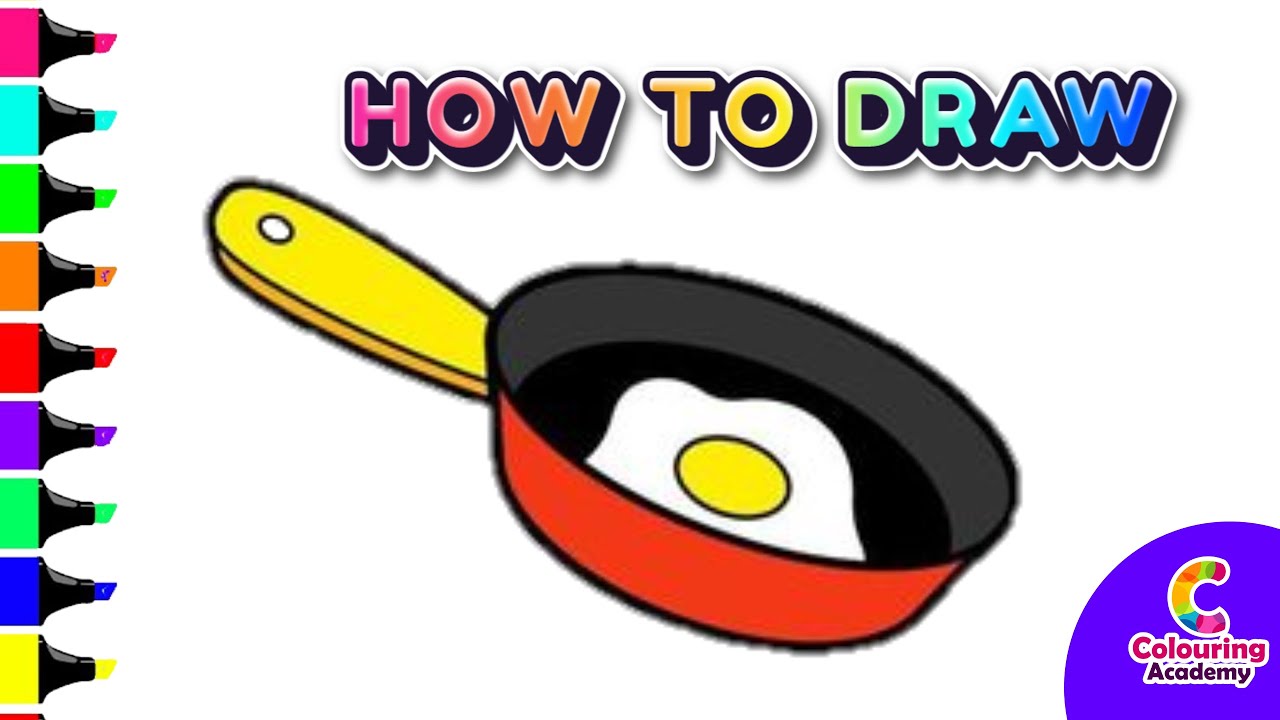 How to draw Omelette in Pan | How to draw a Pan - YouTube