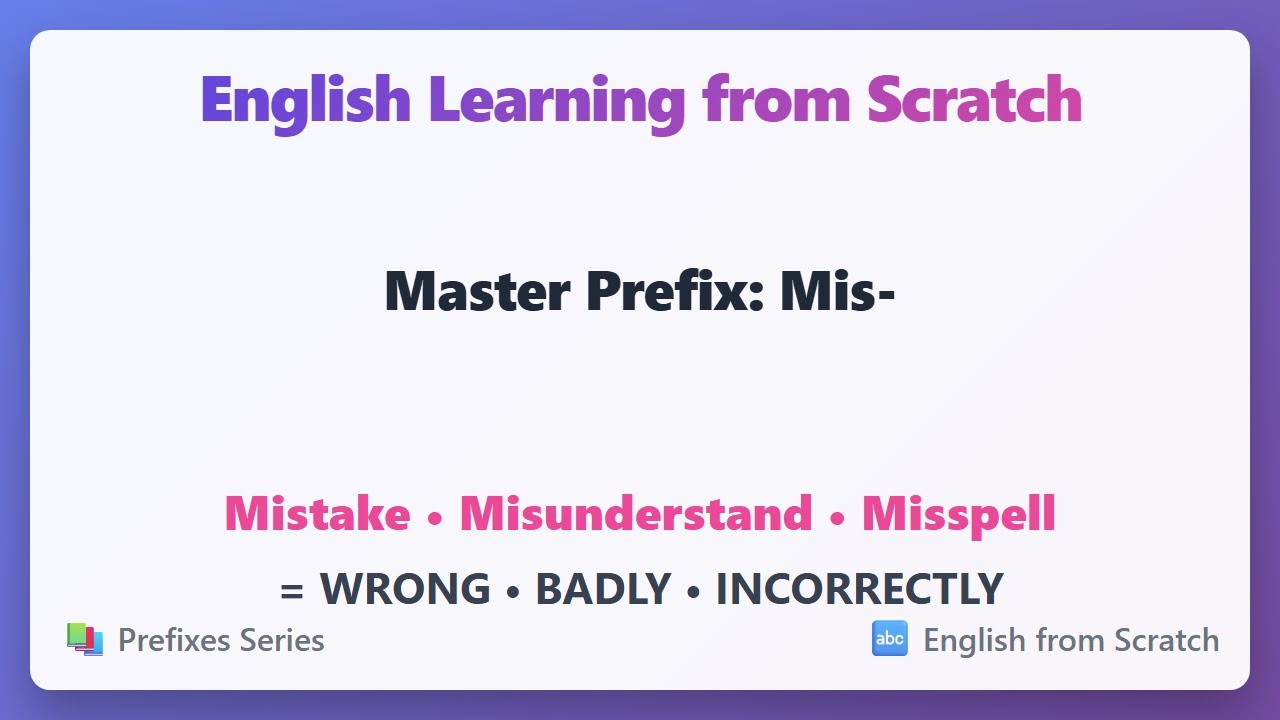 Mis- Prefix: Mistake, Misunderstand, Misspell Explained - YouTube