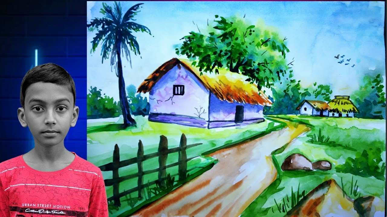 How to Draw a House Scenery easy || Beautiful House Scenery || #drawing ...