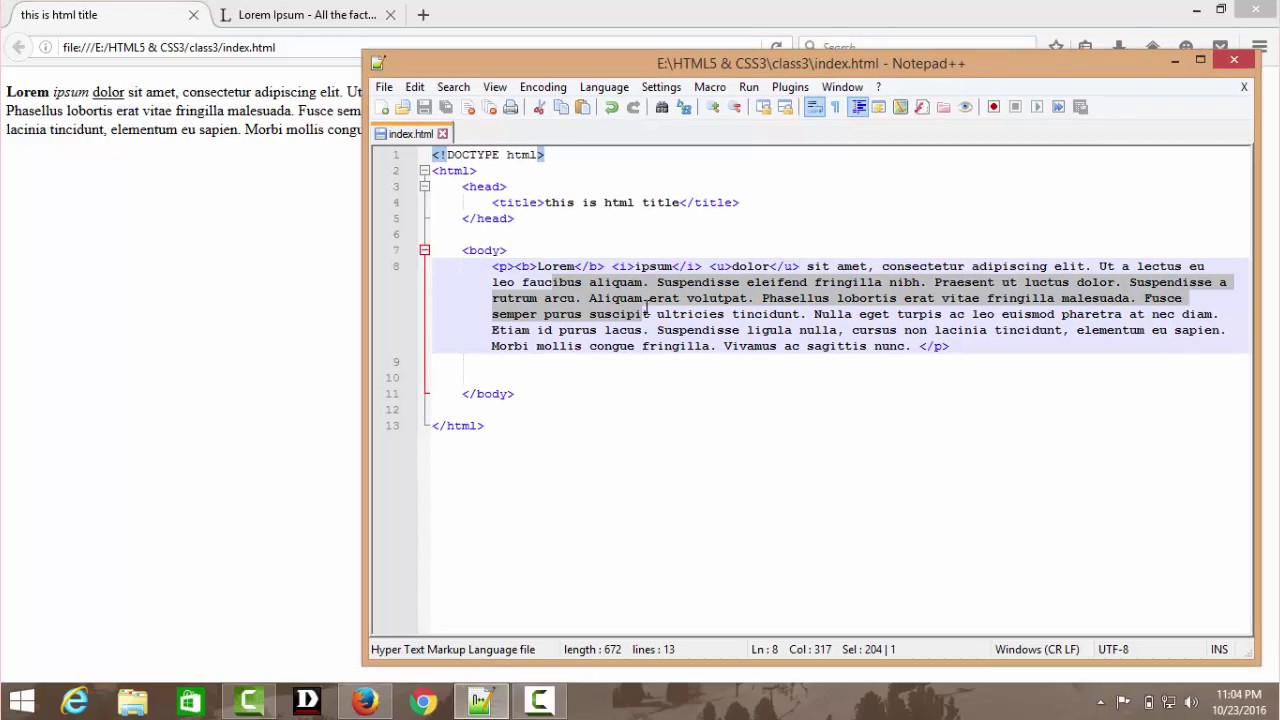 Html5 And Css3 Basic Bangla Tutorial Part4 । Bold Italic Underline Horizontal Rules Youtube