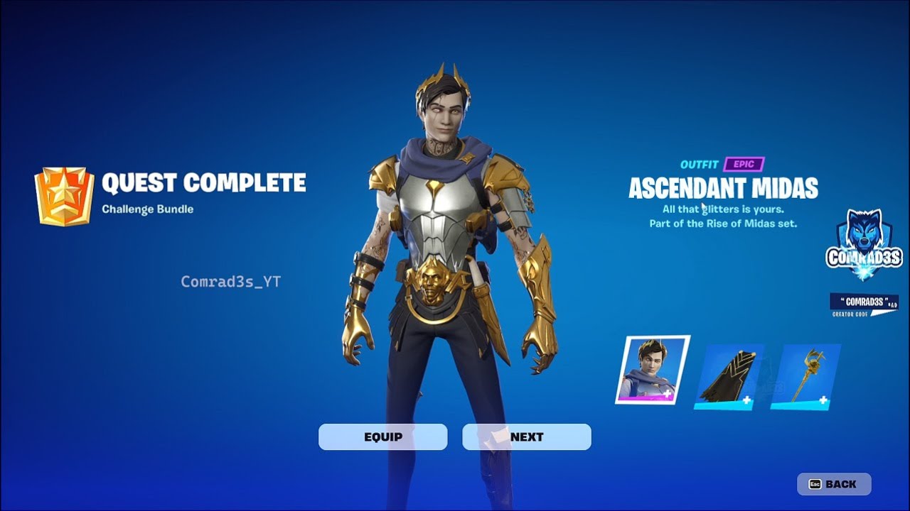 How to get FREE Ascendant Midas Skin, Back Bling, Pickaxe and Wrap in ...