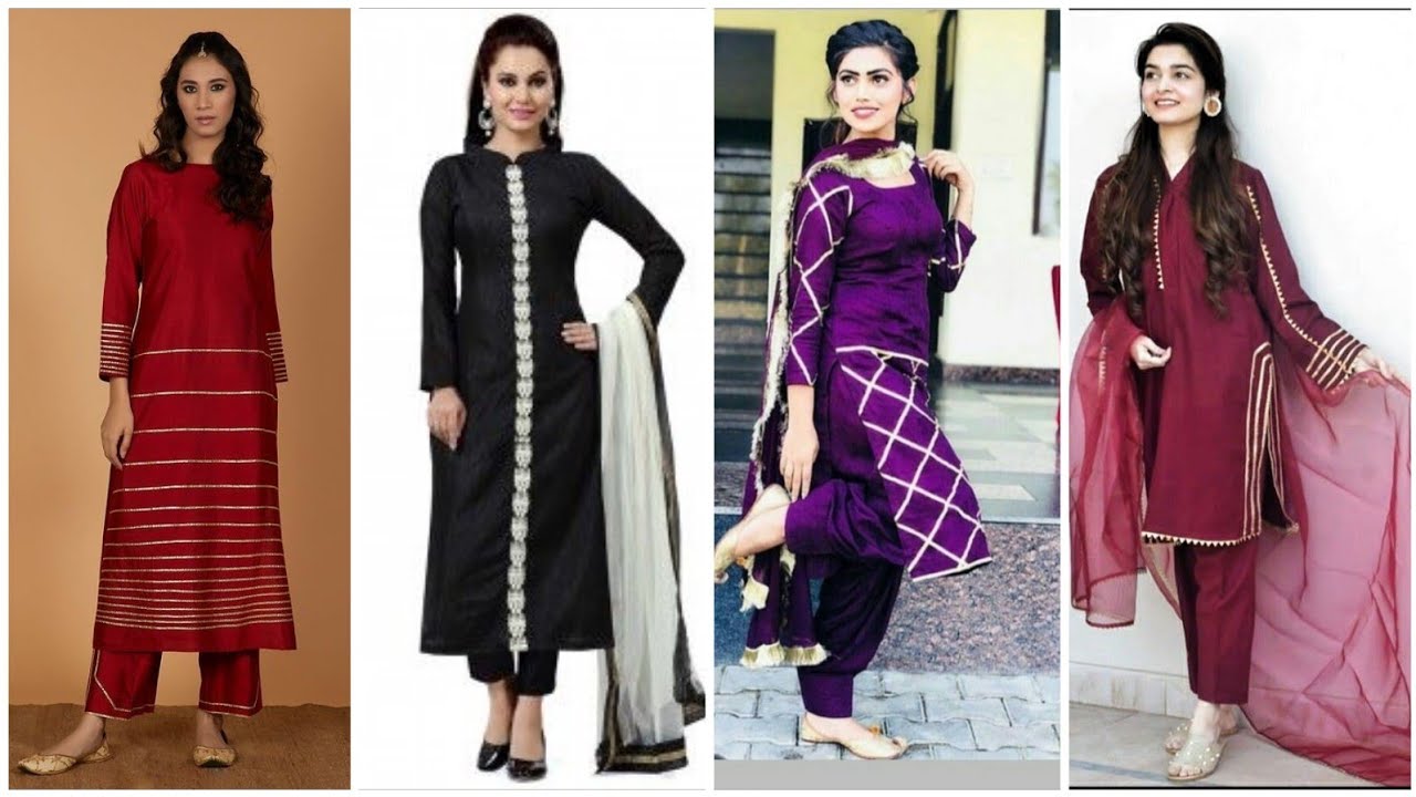 Lace design on Plain suit || Lace design on salwar suit || Plain suit ...