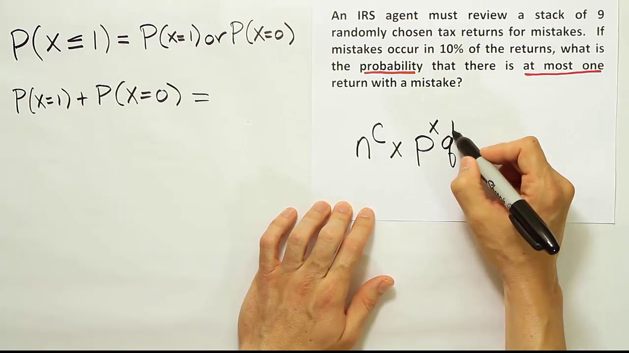 Applying the binomial probability formula: the cumulative case - YouTube