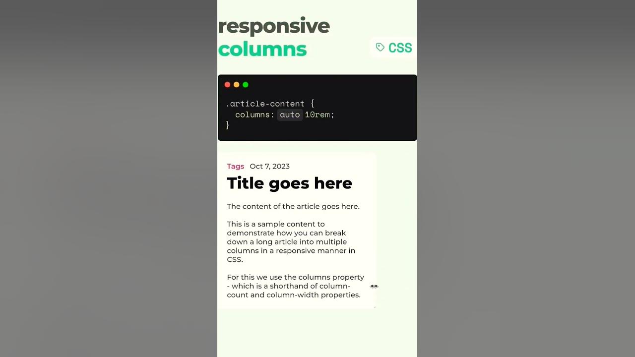 Responsive Columns In Css 😍 Csstutorial Codinglove Coder Css3 Shorts Youtube