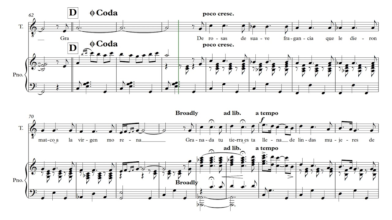 Granada Partitura-Agustin Lara - Version para Tenor y Piano - YouTube