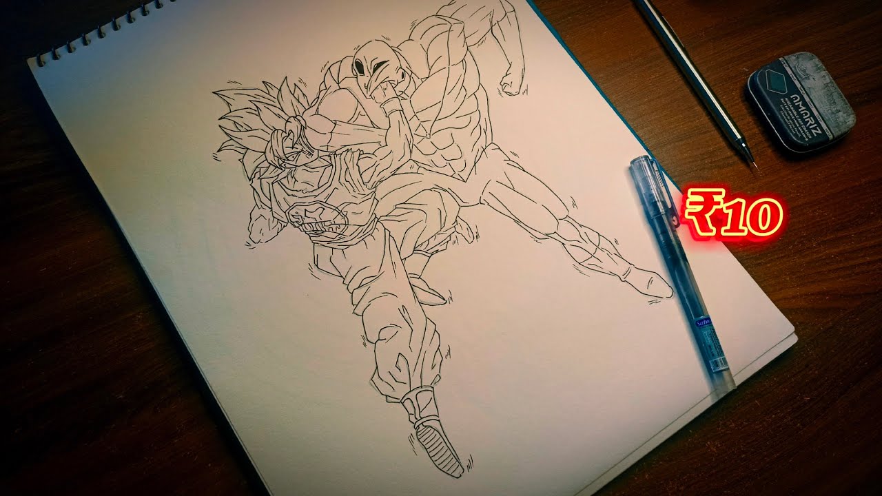 Goku vs jiren fight drawing/how to draw Goku outline - YouTube