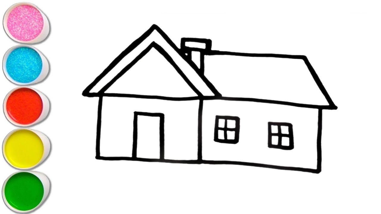 Drawing, Painting Colours House Easy for kids and toddler, How to draw ...