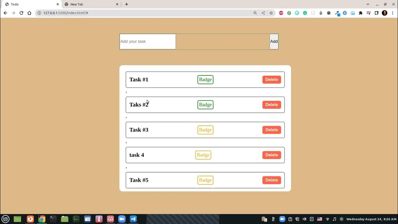 the ToDo Project - add delete event listener to delete button - YouTube