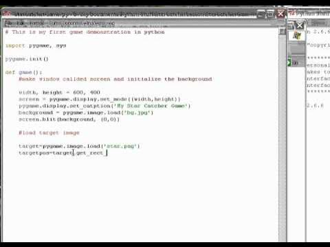 Python - Pygame Lesson - Star Catcher - Part 1: screen, background ...