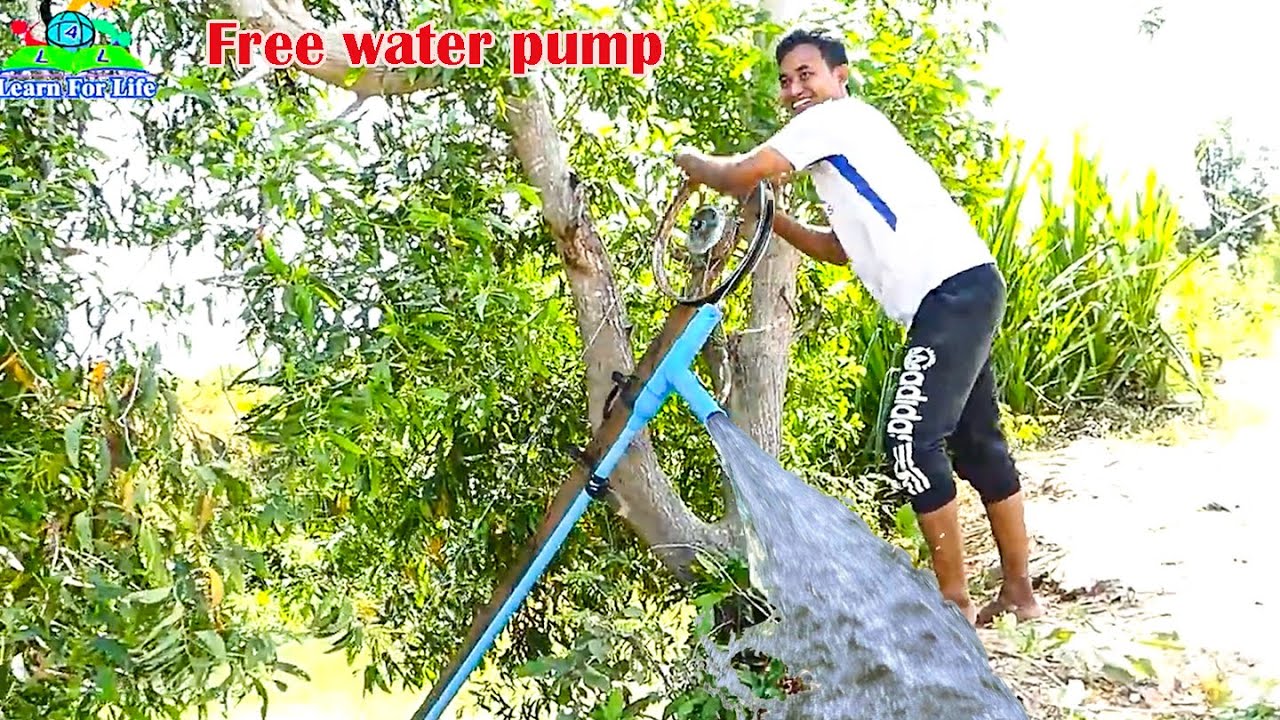 Amazing Water wheel pump from the river | Strong water pump without ...
