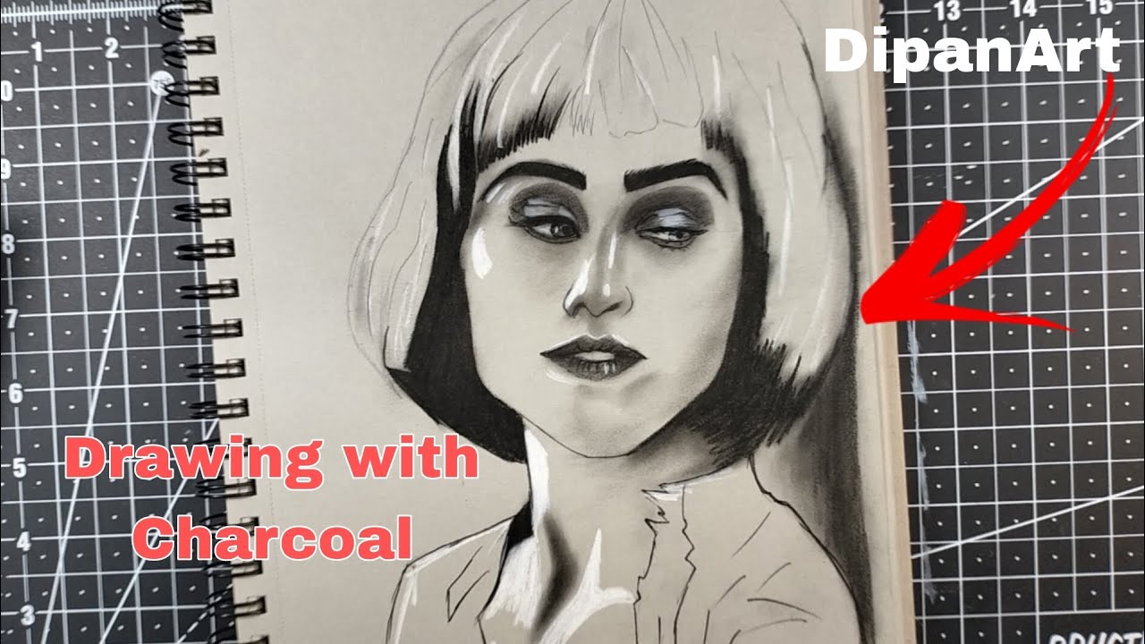 A Beautiful girls Drawing with charcoal pencil | How to draw A ...
