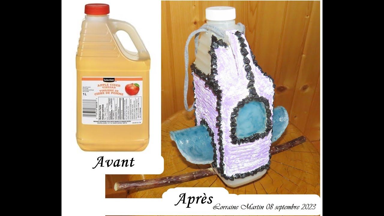 Idée pour décorer un contenant en plastique transformé en mangeoire d ...