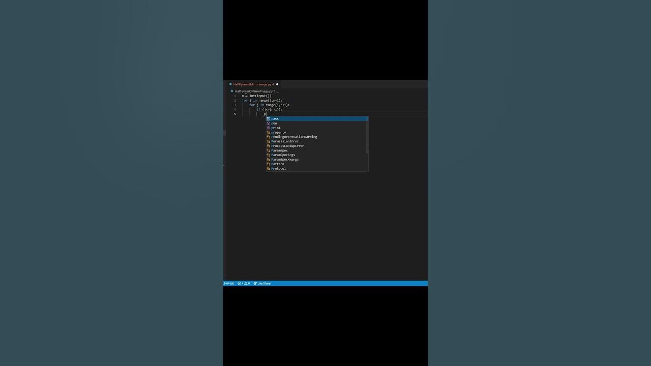 Half Pyramid Mirror Image Star Pattern | Python Program | Python Guy # ...