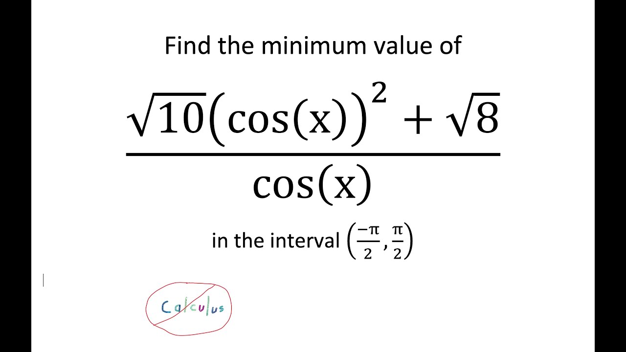 Find Minimum Value Of A Trig Quotient In The Interval Pi 2 Pi 2 Without Std Calculus
