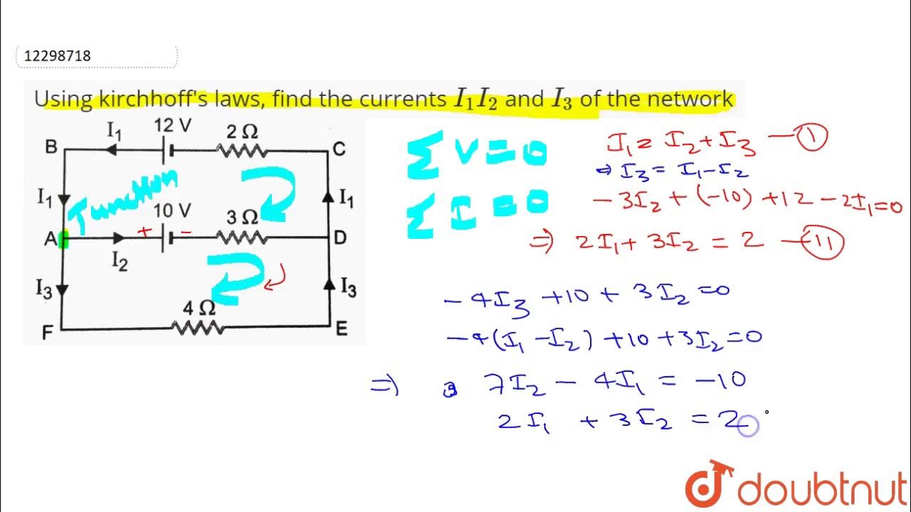 Using kirchhoff's laws, find the currents `I_(1) I_(2)` and `I_(3)` of ...