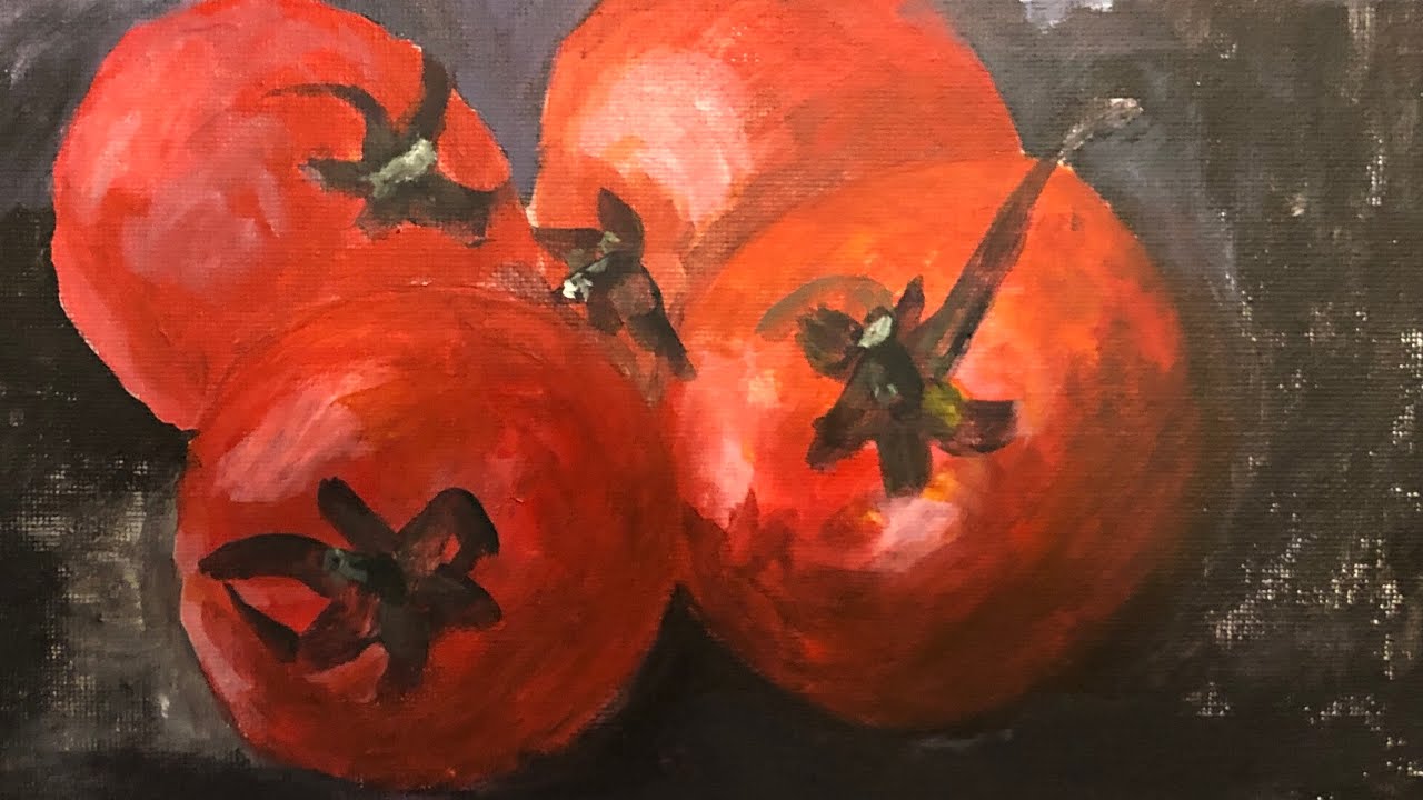 PAG-AARAL SA PAGPINTA NG KAMATIS 🍅🍅 | #ACRYLIC PAINTING| FIRST TIME ...