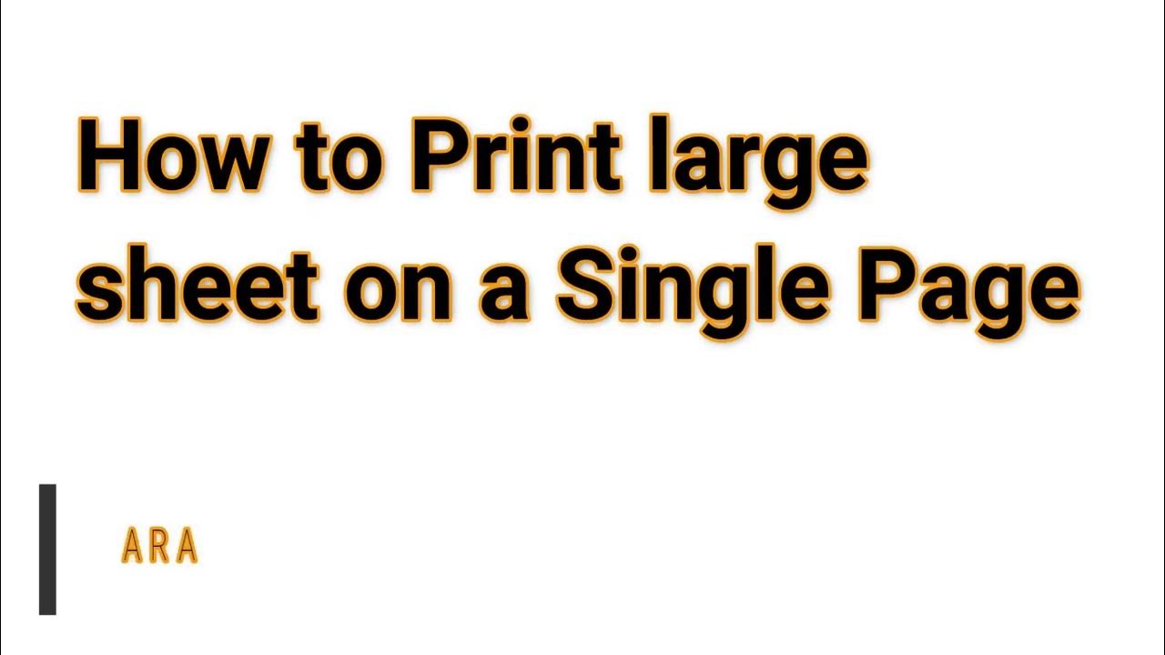 How to Print Large Excel Sheet in One Page | Print Page Setup in Excel ...