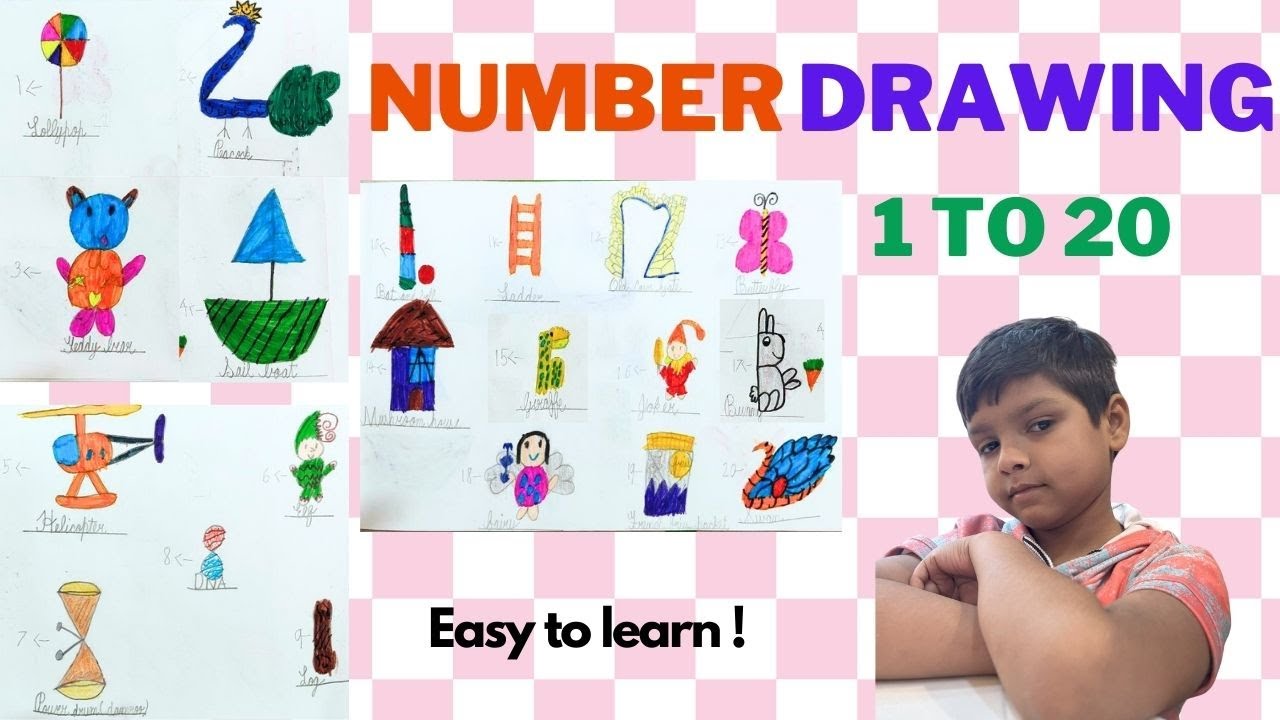 How to draw pictures using numbers 1 to 20 | Number Drawing easy step by step - YouTube