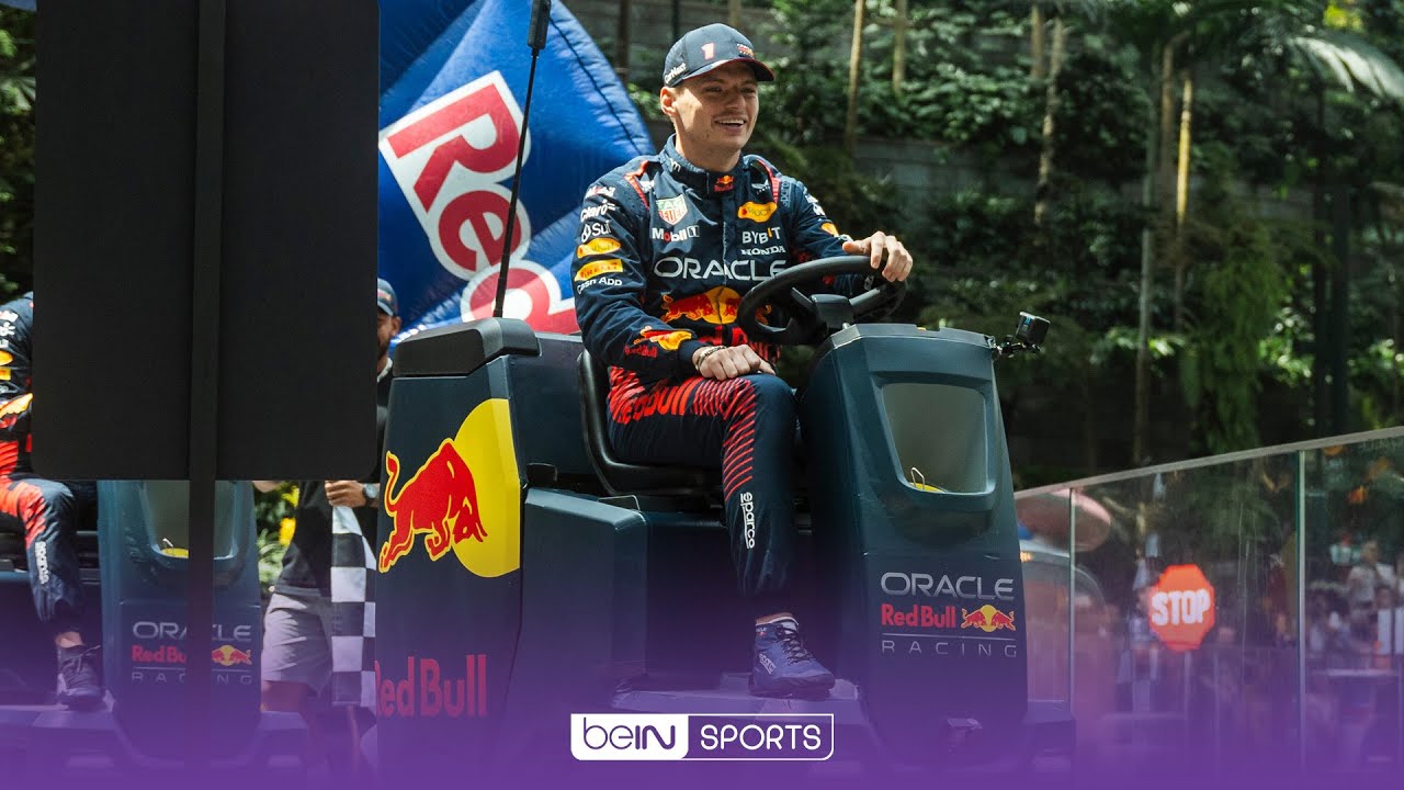 Red Bull Drivers Max Verstappen and Sergio Perez Race Cleaning Carts at ...