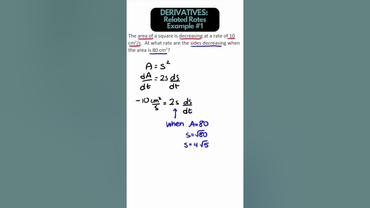 DERIVATIVES - Related Rates example 1 (Calculus) - YouTube