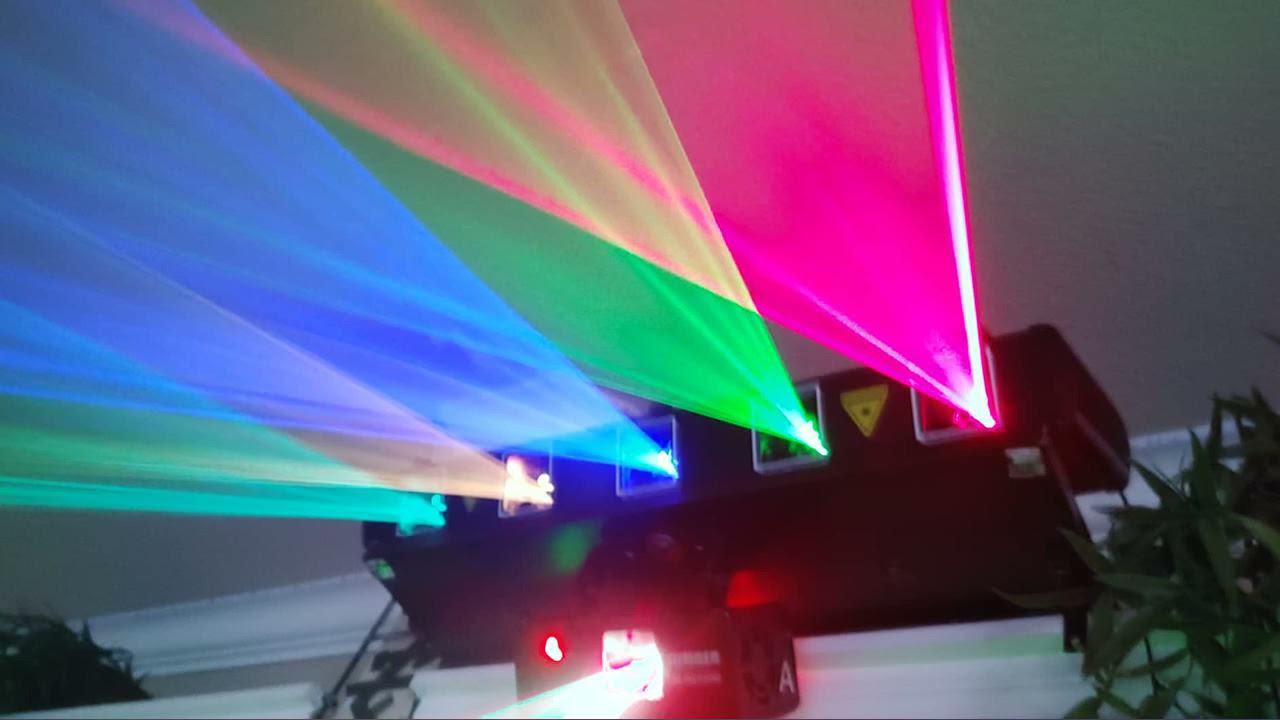 DJ Lights, U`King 5 Beam Effect Sound Activated DJ Party Lights RGBYC ...