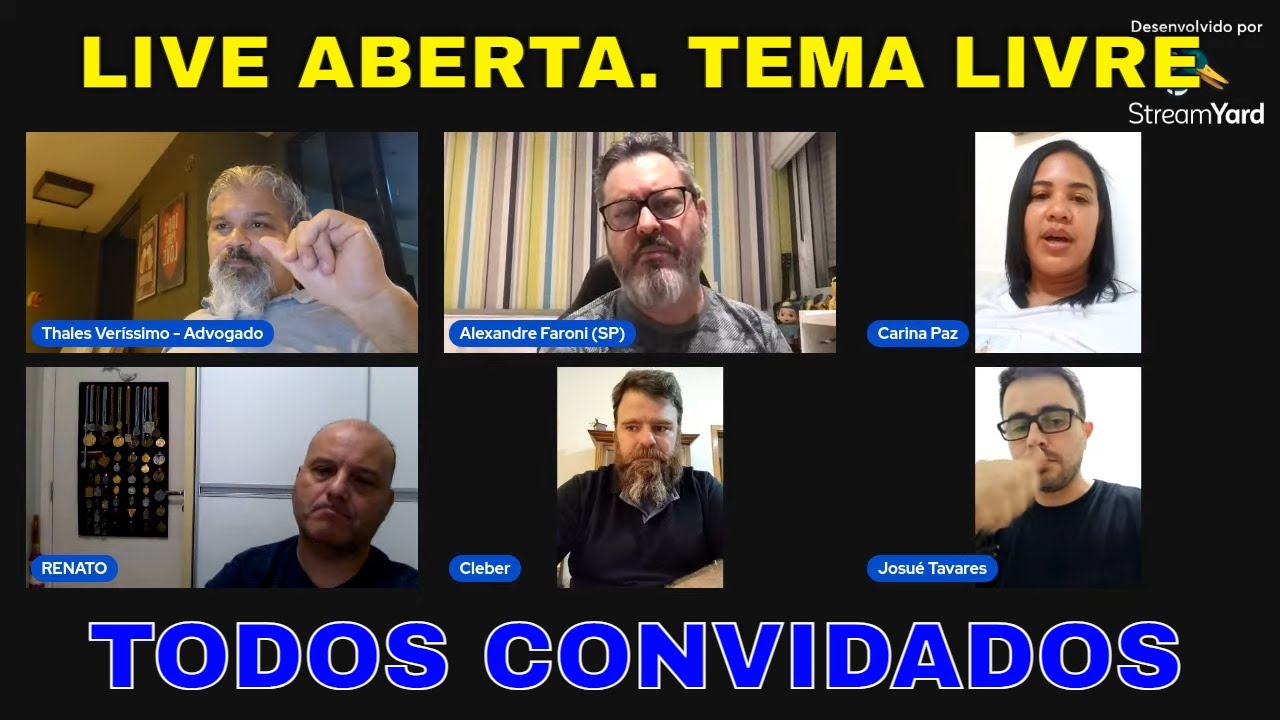Live Aberta. Tema Livre. Todos Convidados. - YouTube