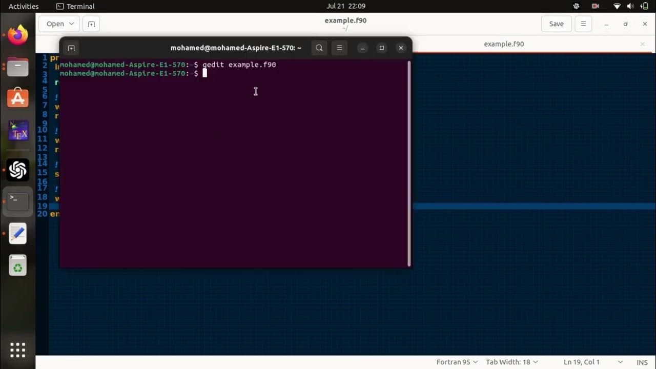 simple example code in Fortran that calculates the sum of two numbers ...