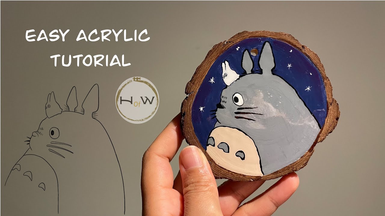 Acrylic painting tutorial: create totoro step by step \ studio ghibli ...