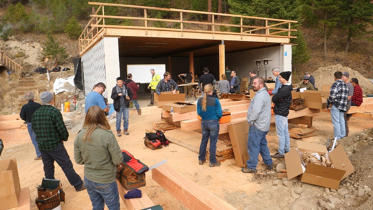 Timber Frame Workshop on REAL LIFE HOUSE (Day 1) - YouTube