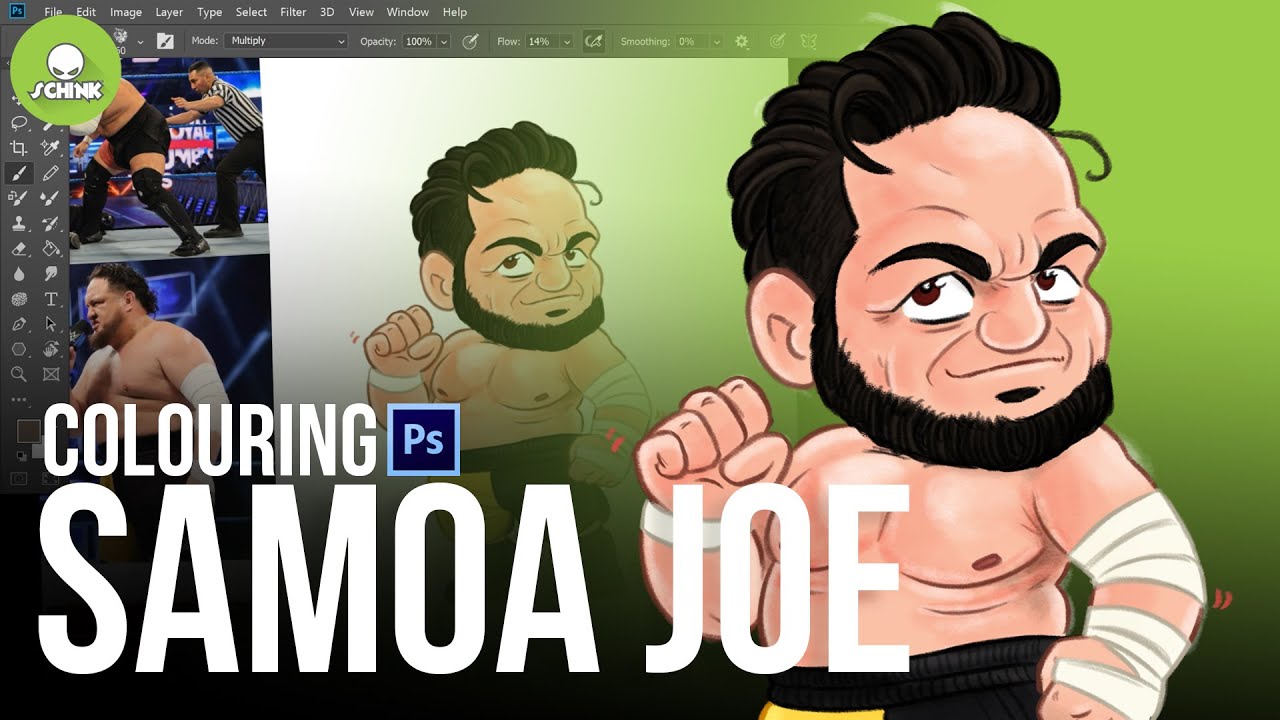 Colouring WWE Samoa Joe~ Timelapse drawing - YouTube