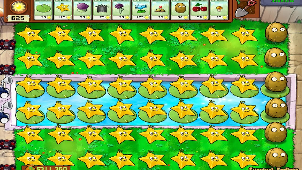 Plants vs Zombies Survival Endless - Plants Placed Anywhere | 180 ...