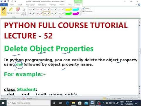PYTHON LECTURE - 52 | Delete Object Properties| Python Code To Delete Property(@ECL365CLASSES ...